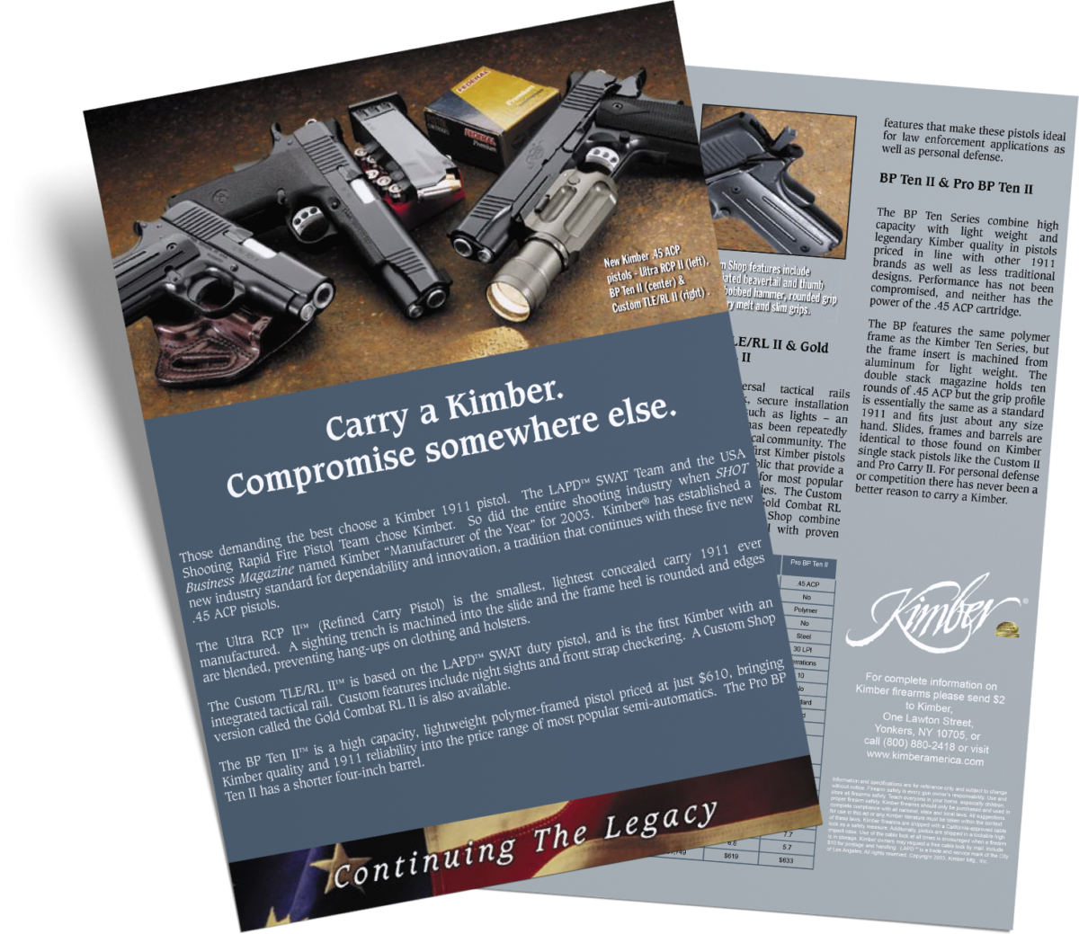 KIMBER // Various Sales & Marketing Sheets - GUNLAND